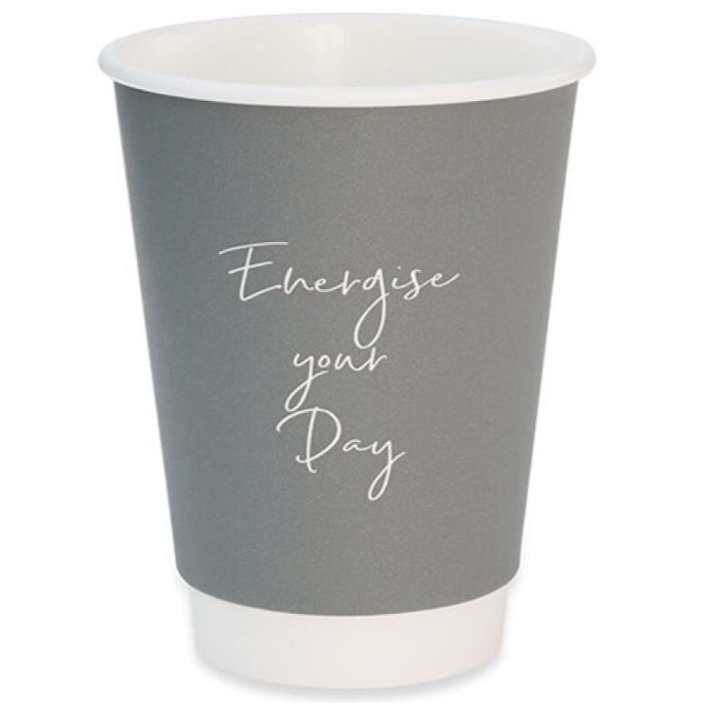 12oz Grey Signature Double Wall Disposable Cups | Pack of 100 – Bulk Coffee