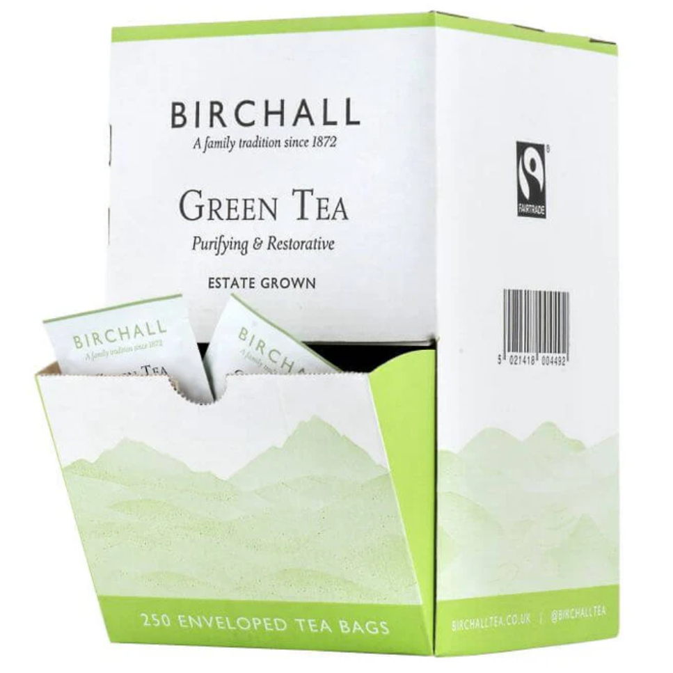 Birchall Fairtrade Green Tea Bags | Box Of 250 Envelopes – Bulk Coffee