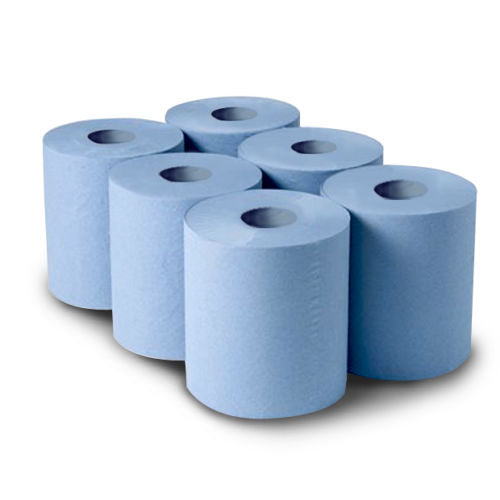 Blue Centrefeed Paper Towels | 6 x Large Rolls | Bulk Coffee Company